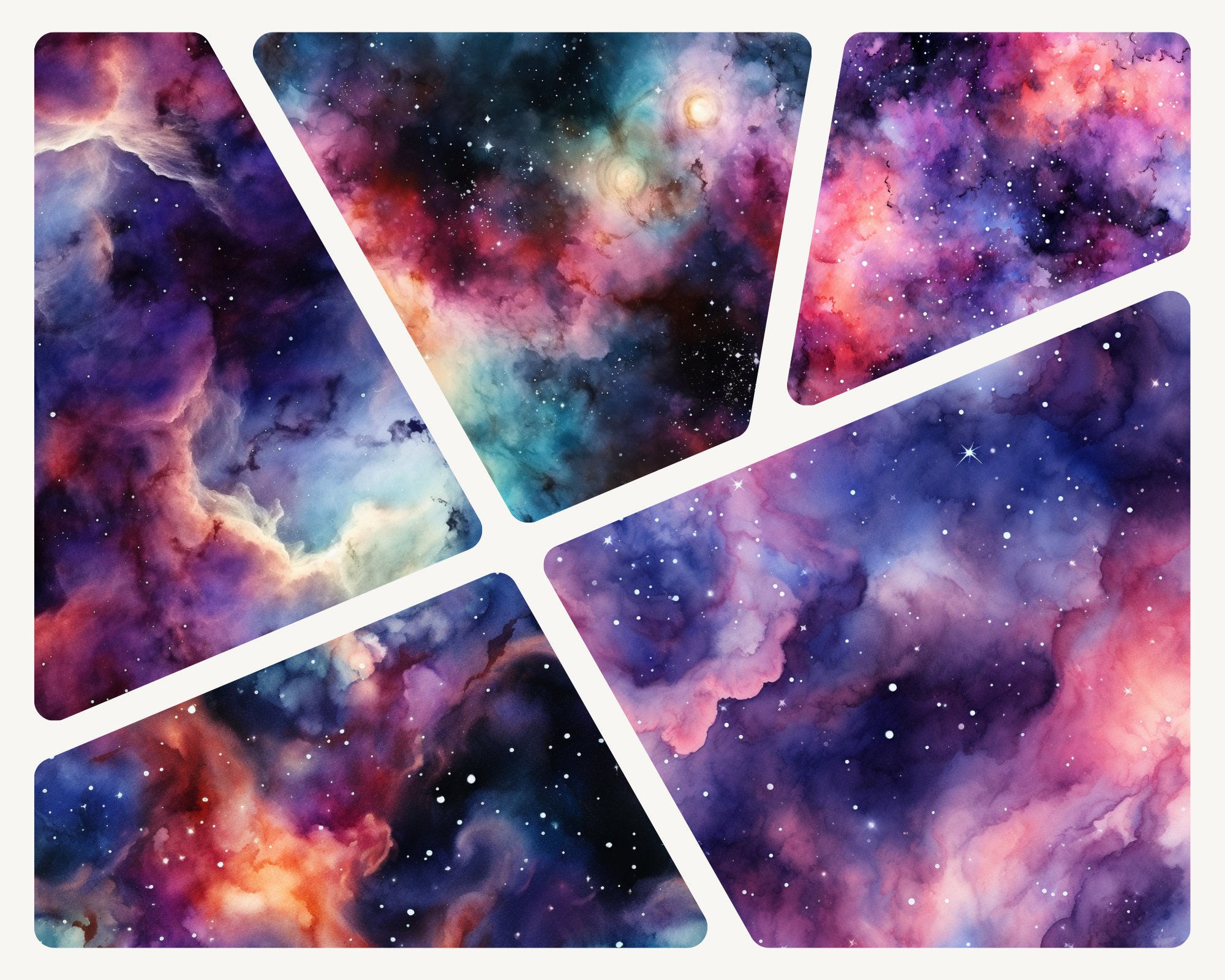 Watercolor Nebula Galaxy Seamless Digital Paper - Starfield Galaxy ...