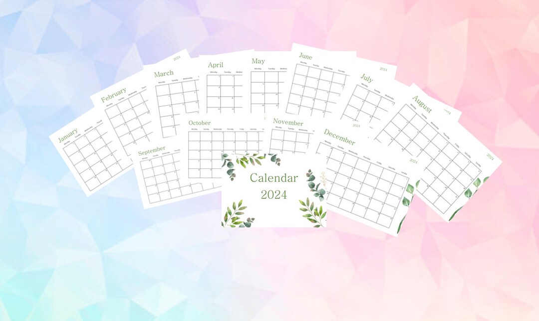 Minimalist 2024 Printable Nature Calendar Digital Planner Downlaoded ...
