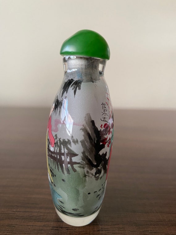 Japanese Reverse Painted Glass Perfume Bottle - Gem