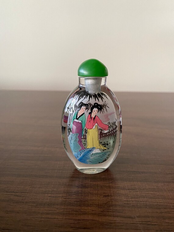 Japanese Reverse Painted Glass Perfume Bottle - Gem