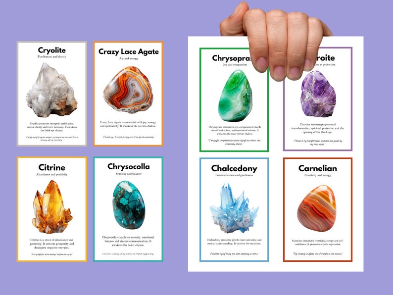40 Customizable Crystal Cards, Printable Cards With Gemstone Meanings ...