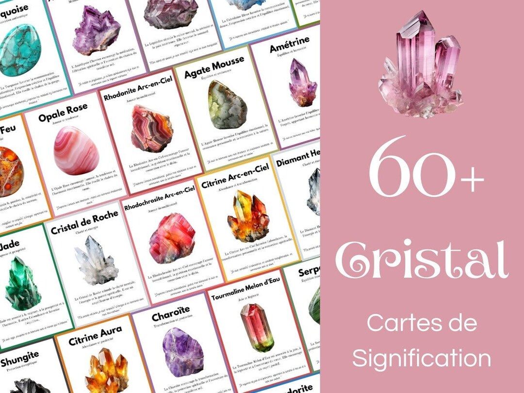 60 Customizable Crystal Cards, Printable Cards With Gemstone Meanings ...