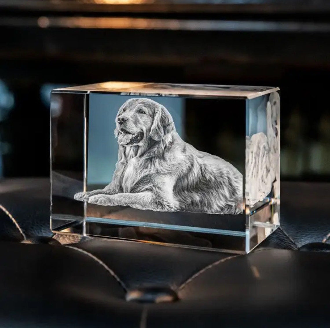 Custom Engraved Crystal Photo Pet Memorial Decor, Personalized Animal ...