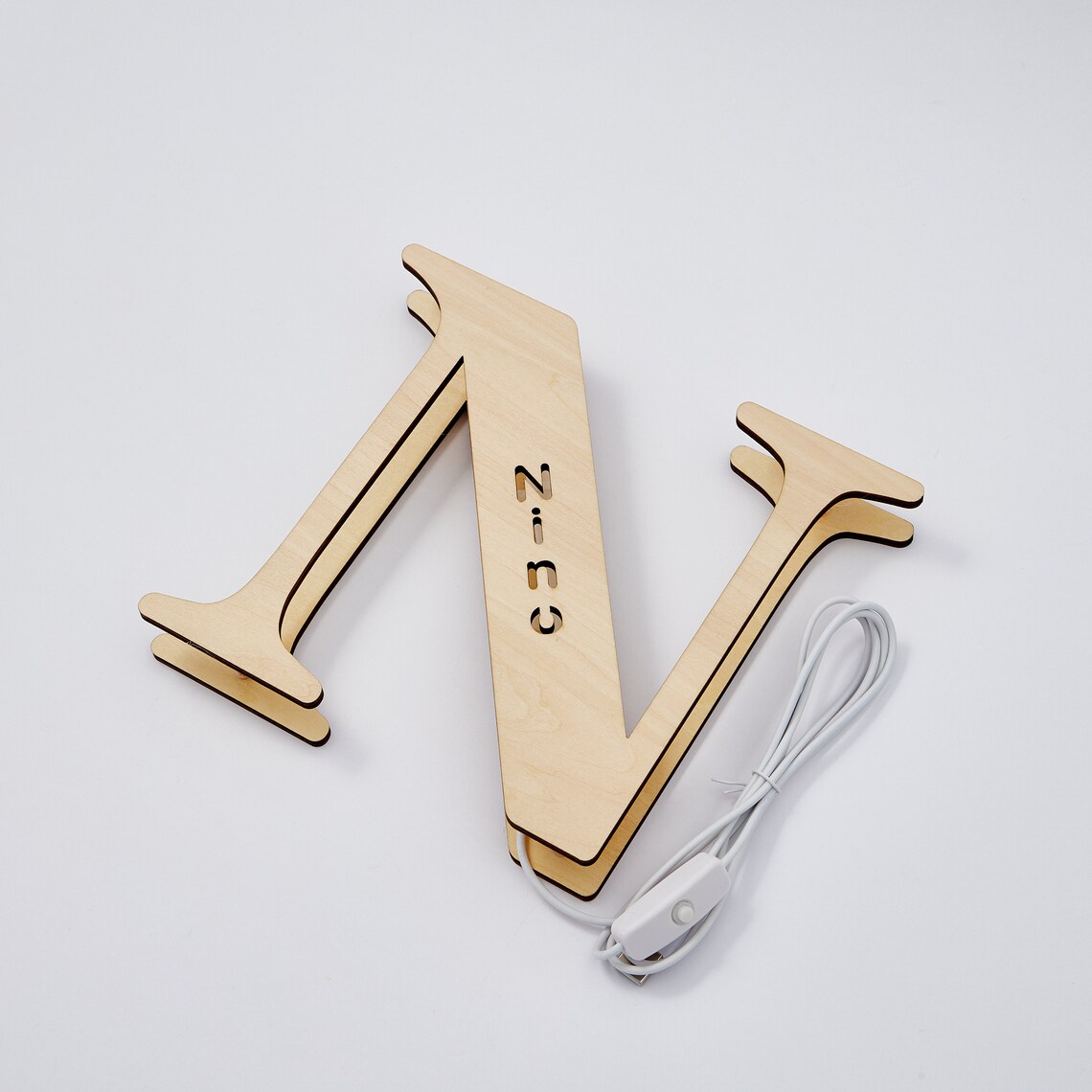 Custom Wooded Name Wooden Alphabet Letter Lamp Personalized Name Night ...