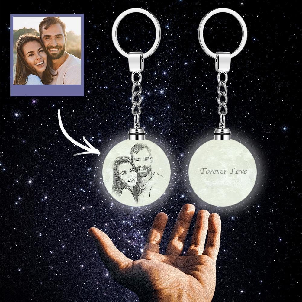 Custom 3D Printed Photo Moon Lamp Keychain Anniversary Couples Gift ...