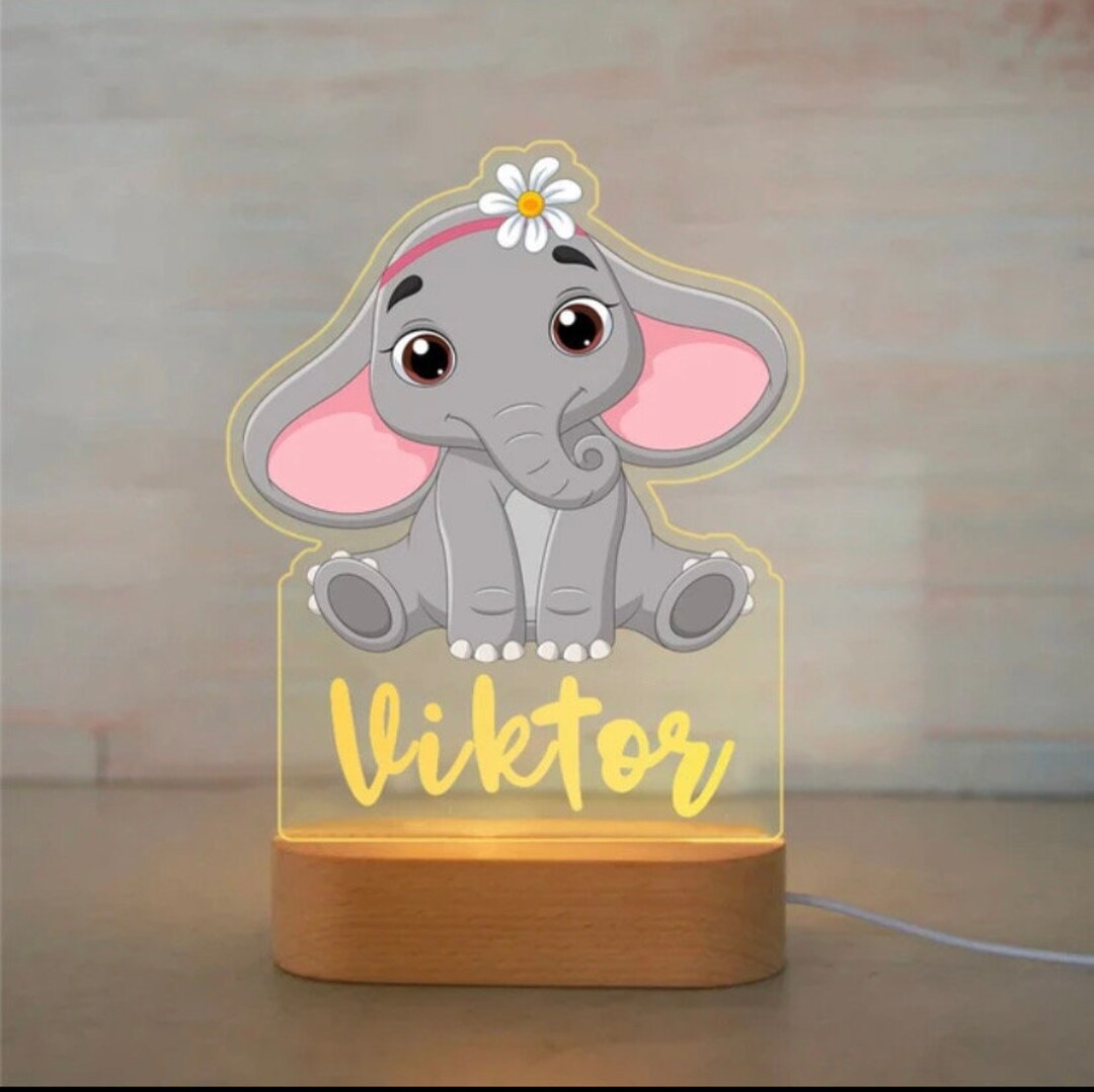 Custom Animal Night Light Child Bedroom Nursery Name Night Light ...