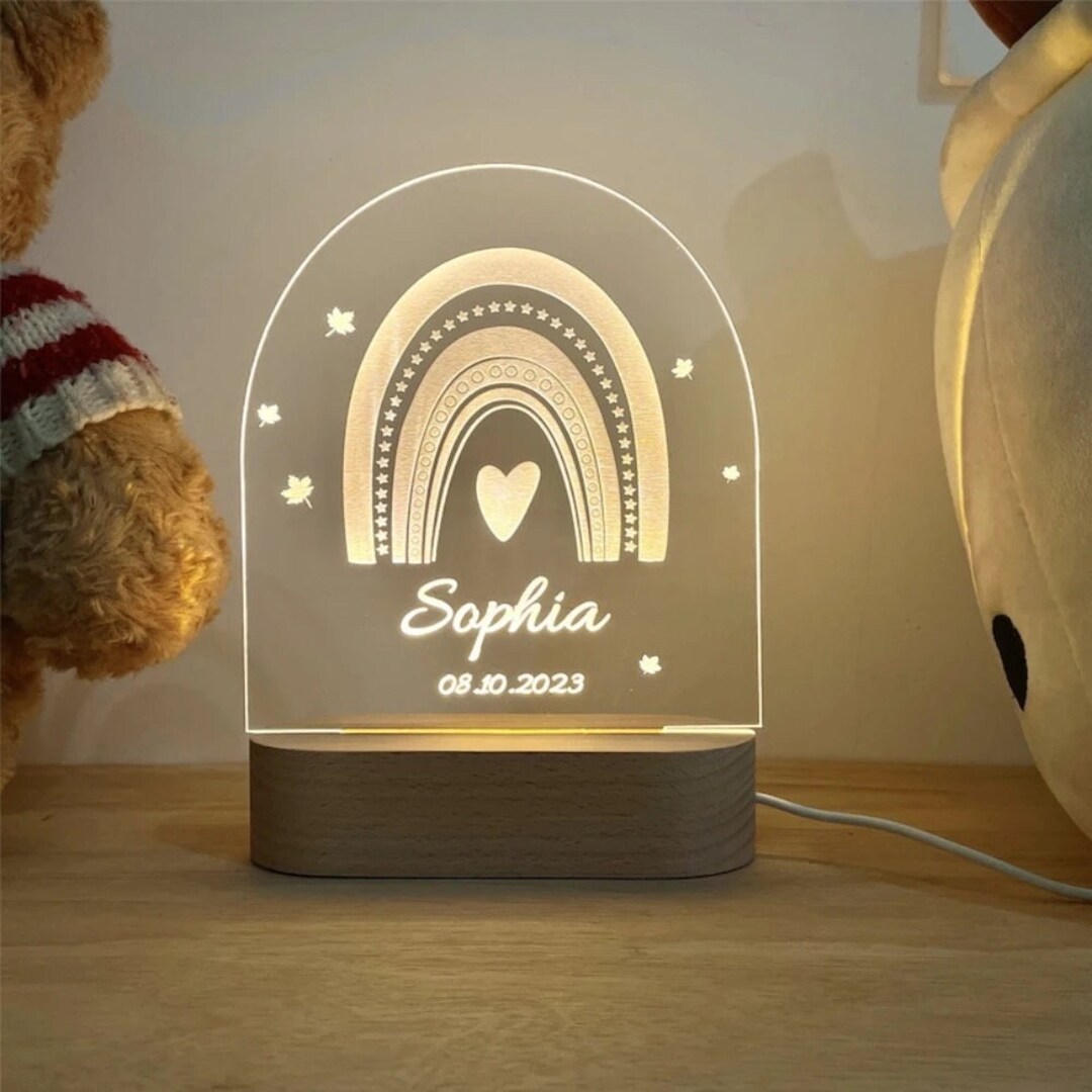 Personalized Rainbow Nightlight, Rainbow Nursery Kids Bedroom Custom ...