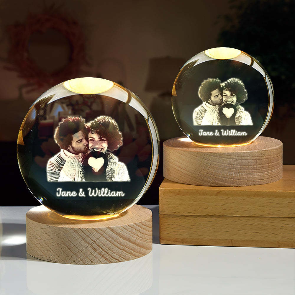 Custom 2D Photo Crystal Ball Night Light, Engraved Couple Gift - Etsy