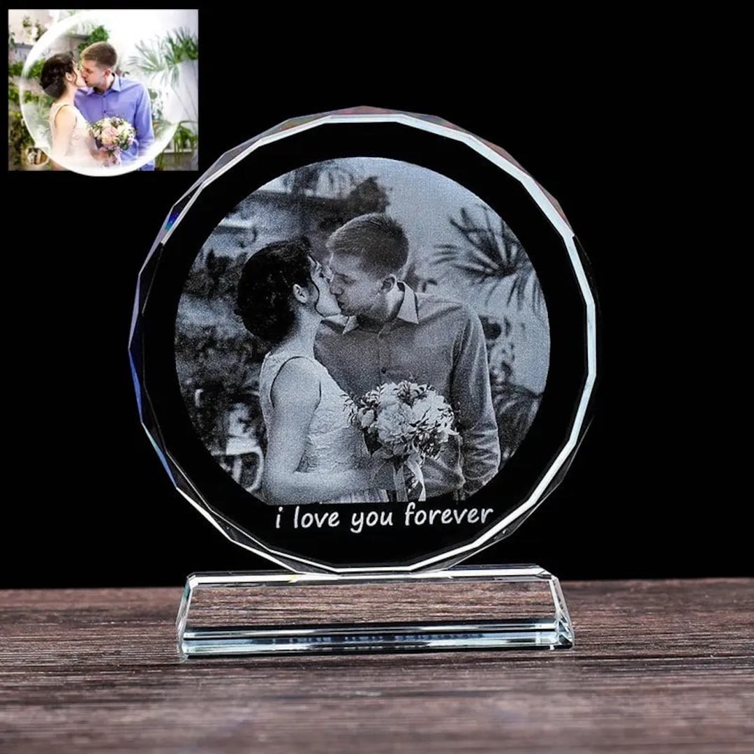 Custom Photo Crystal Glass Engraved, Personalized Laser Etched Picture ...