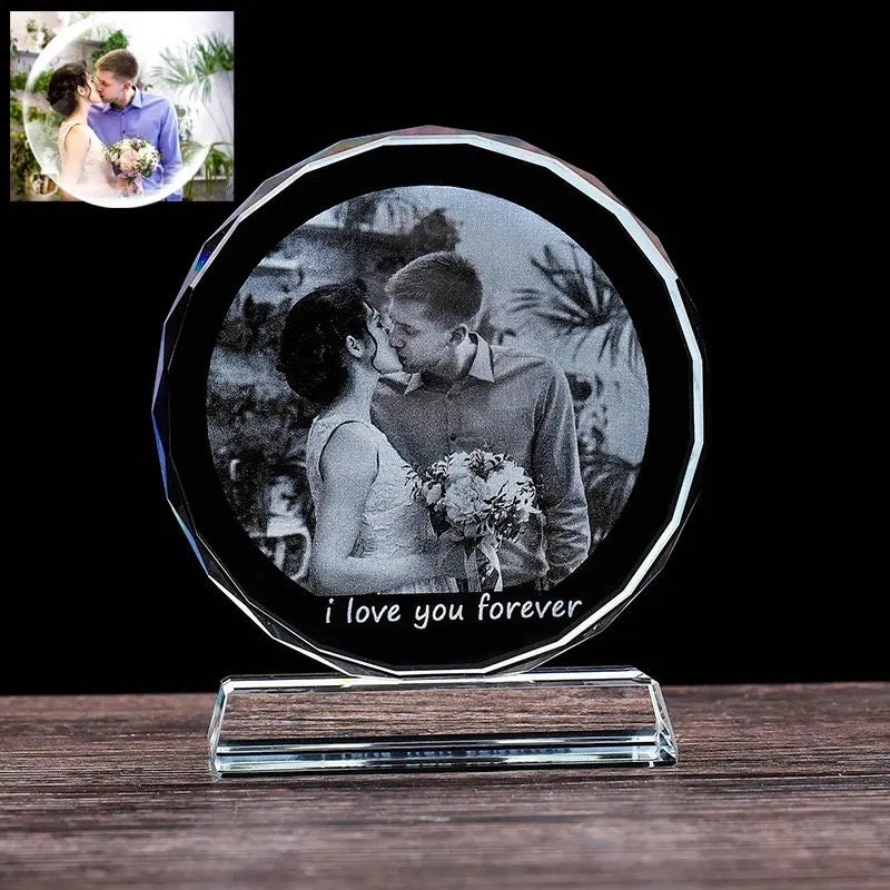 Custom Photo Crystal Glass Engraved Picture, Engraved Wedding ...