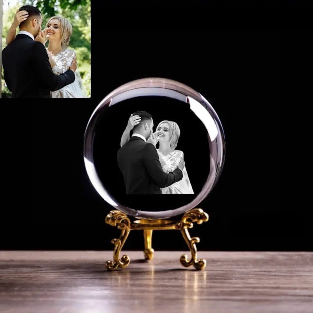 Custom Photo Crystal Ball, Engraved Keepsake, Wedding Anniversary Gift ...