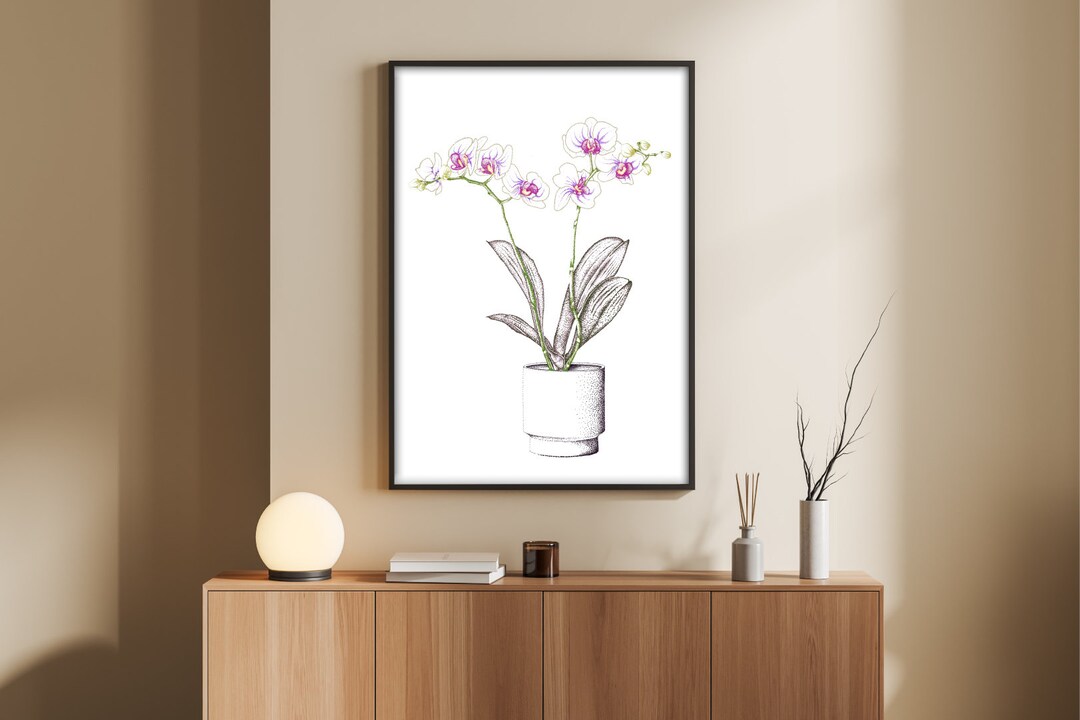 Orchid Flower Plant - Pointillism Art. Digital Download, Pointillism ...
