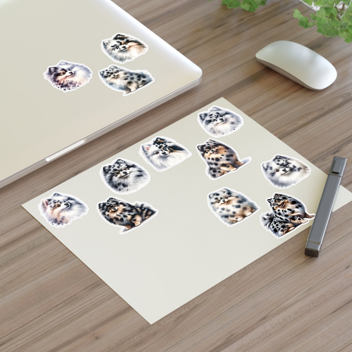 Merle Pomeranian Vinyl Sticker Sheet Adorable Merle Pom Designs for Dog ...