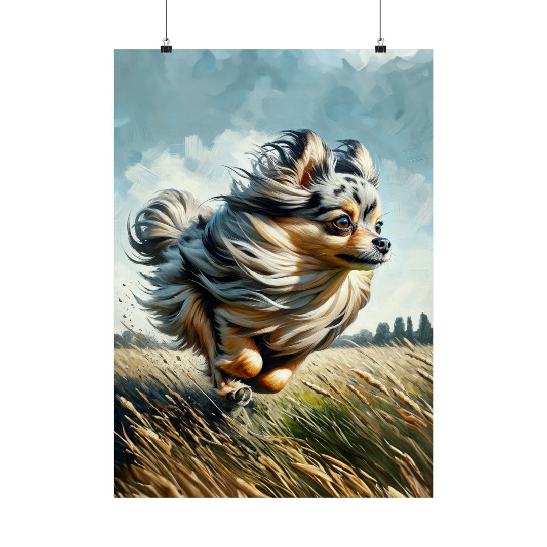 Merle Pomeranian Magic - Whimsical Running Pom Poster, Distinctive Dog ...