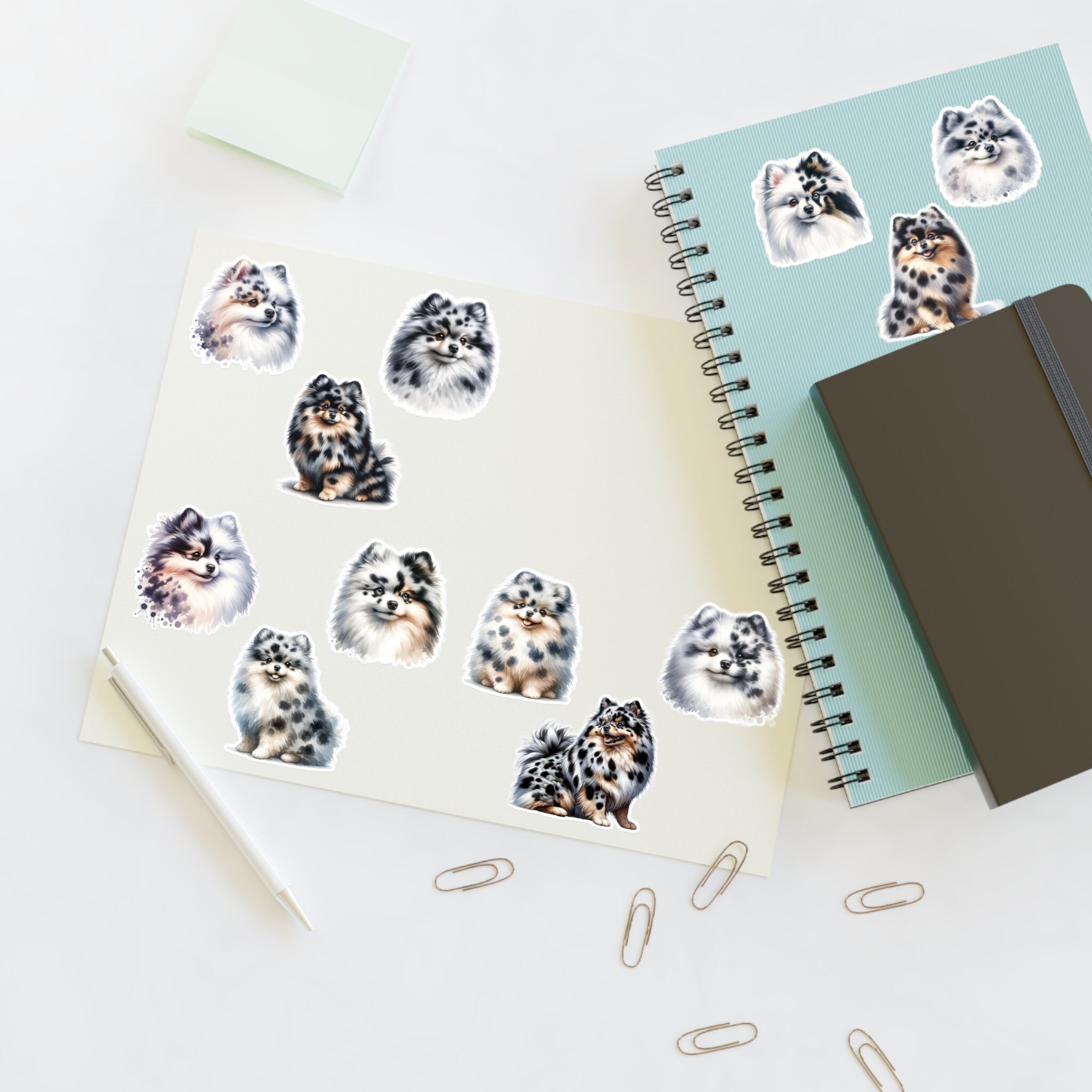 Merle Pomeranian Vinyl Sticker Sheet Adorable Merle Pom Designs for Dog ...