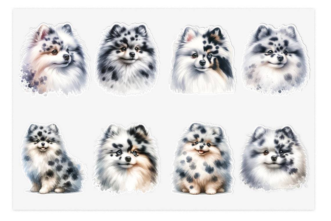 Merle Pomeranian Vinyl Sticker Sheet Adorable Merle Pom Designs for Dog ...