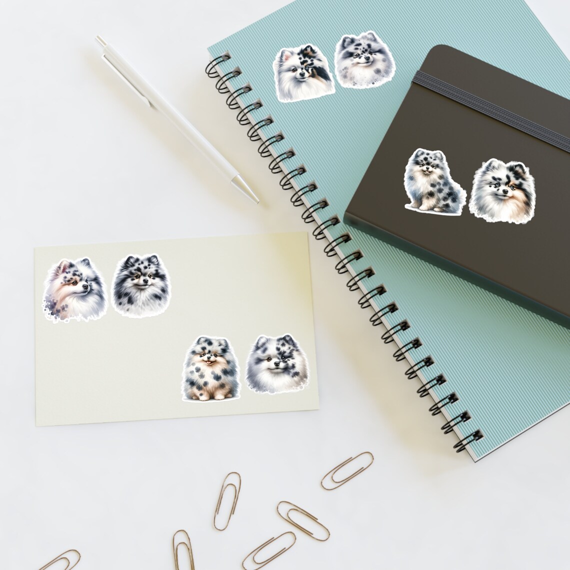 Merle Pomeranian Vinyl Sticker Sheet Adorable Merle Pom Designs for Dog ...