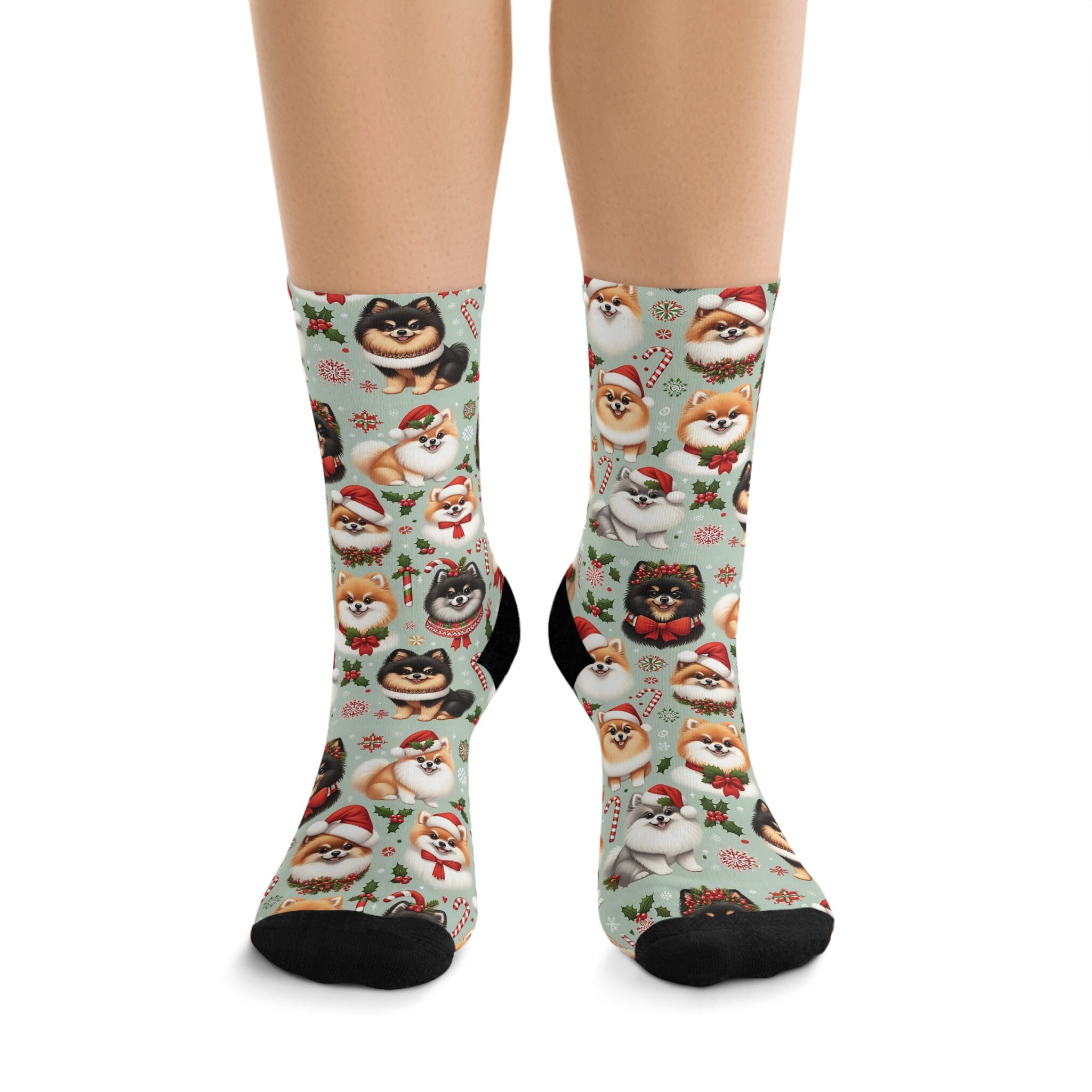 Pomeranian Theme Christmas Socks - Etsy