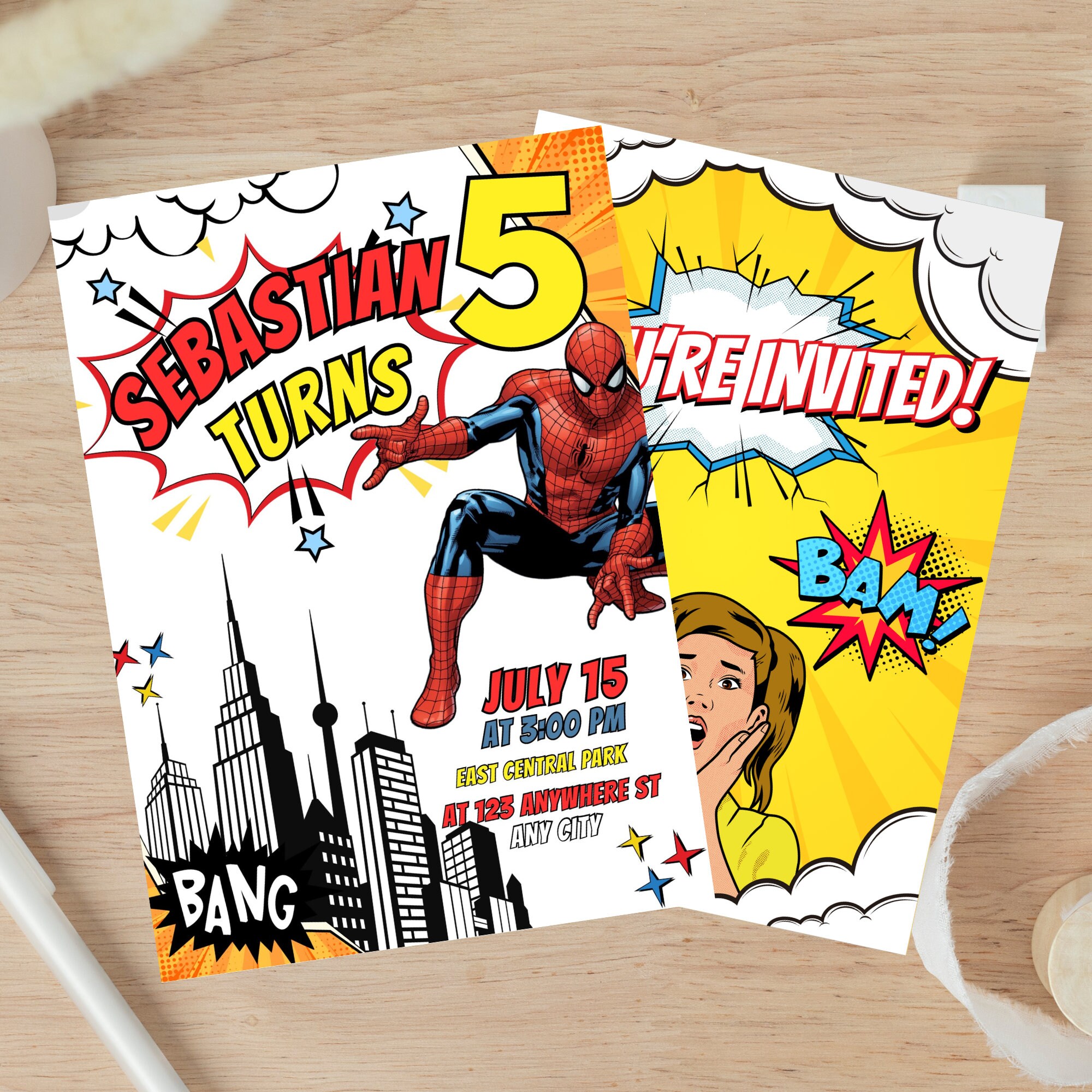 EDITABLE Spiderman Invitation, Spiderman Birthday Invitation, Printable ...