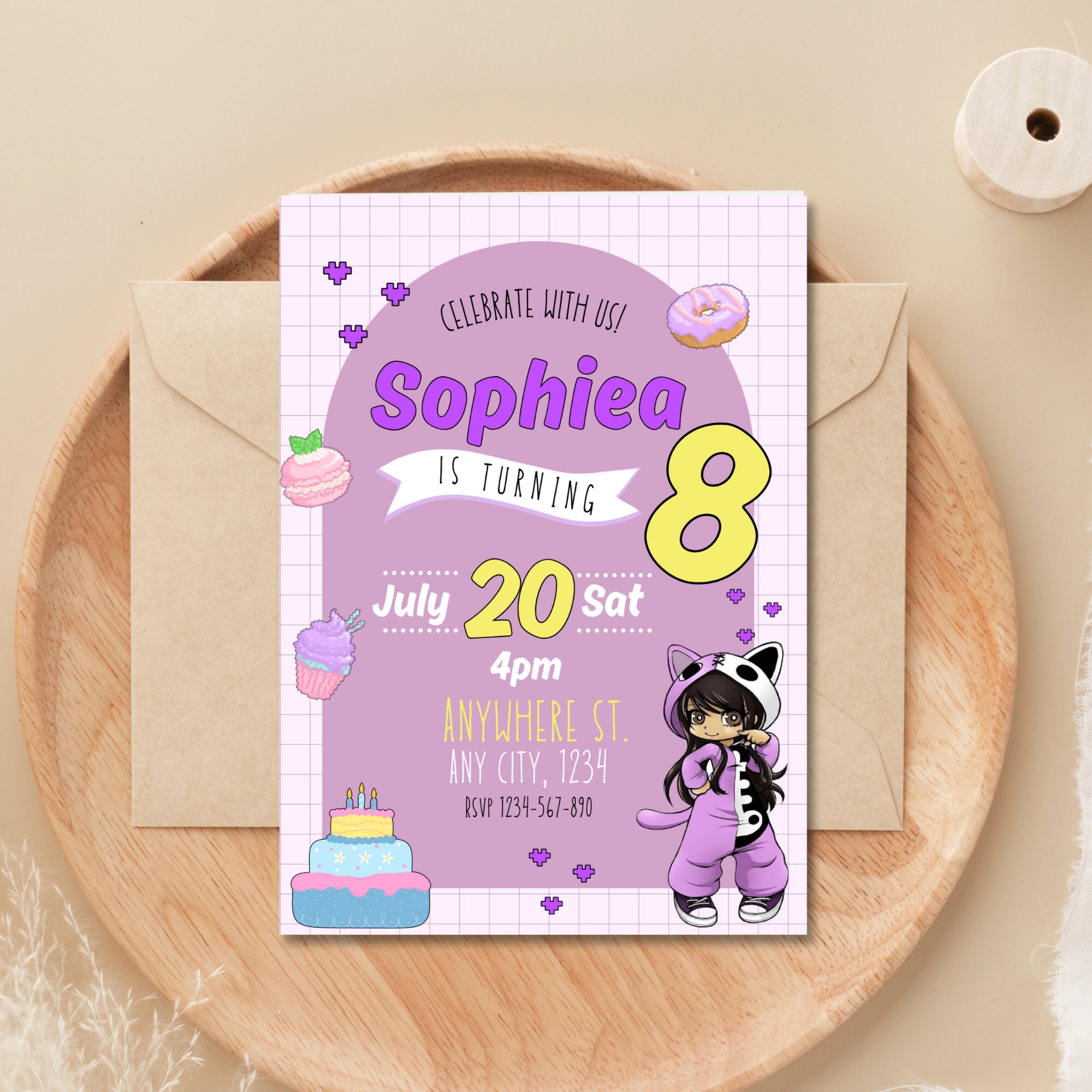 EDITABLE Aphmau Birthday Party Invitation, 100% Editable, Birthday ...