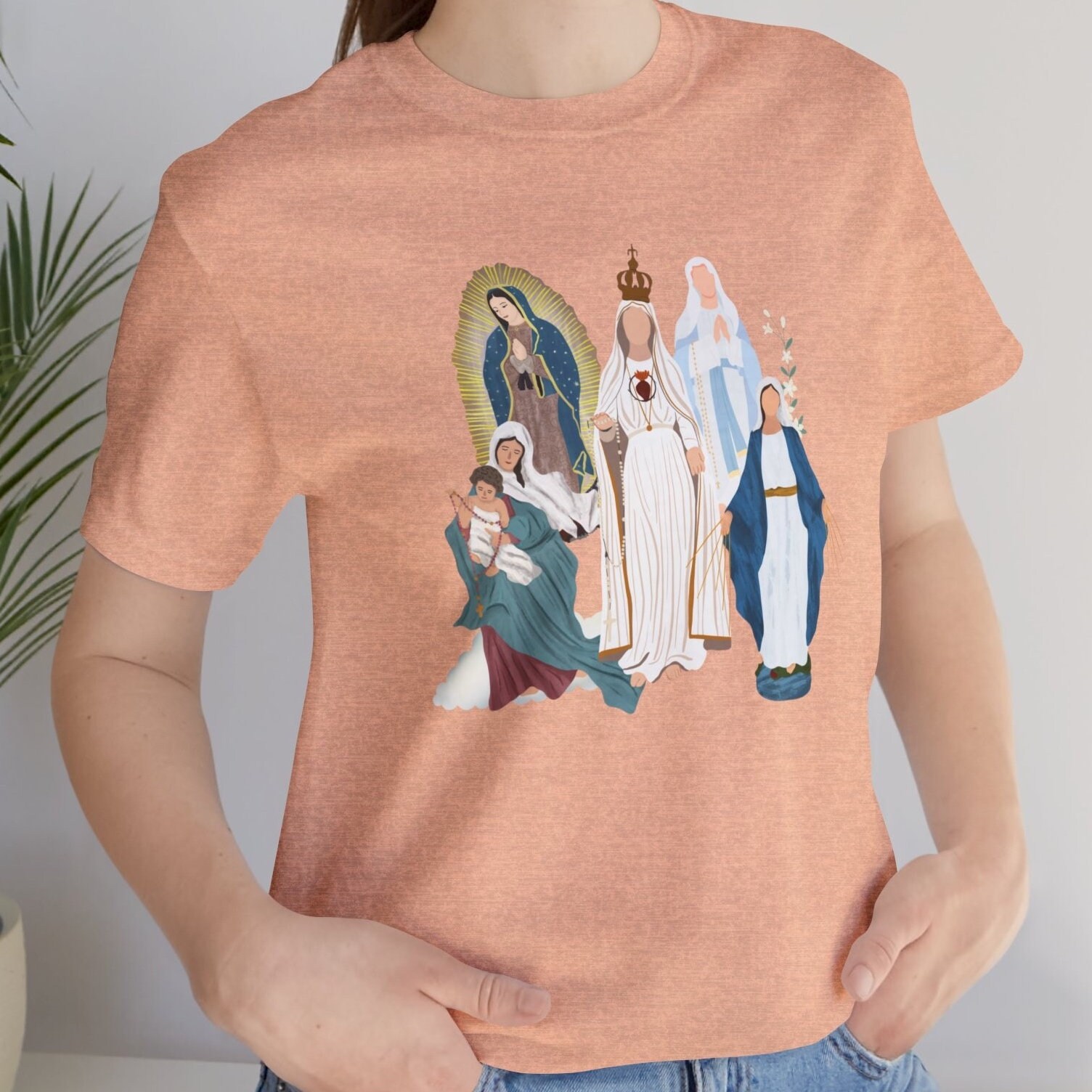 Blessed Virgin Mary Tee, Marian Medley T-shirt, Our Lady of Fatima Top ...