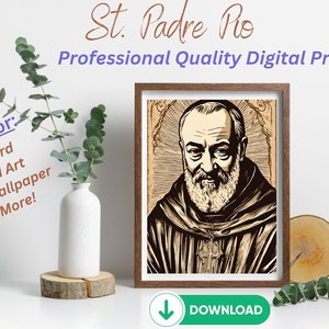 Vintage Saint Padre Pio Printable Holy Card: Catholic Home Decor ...