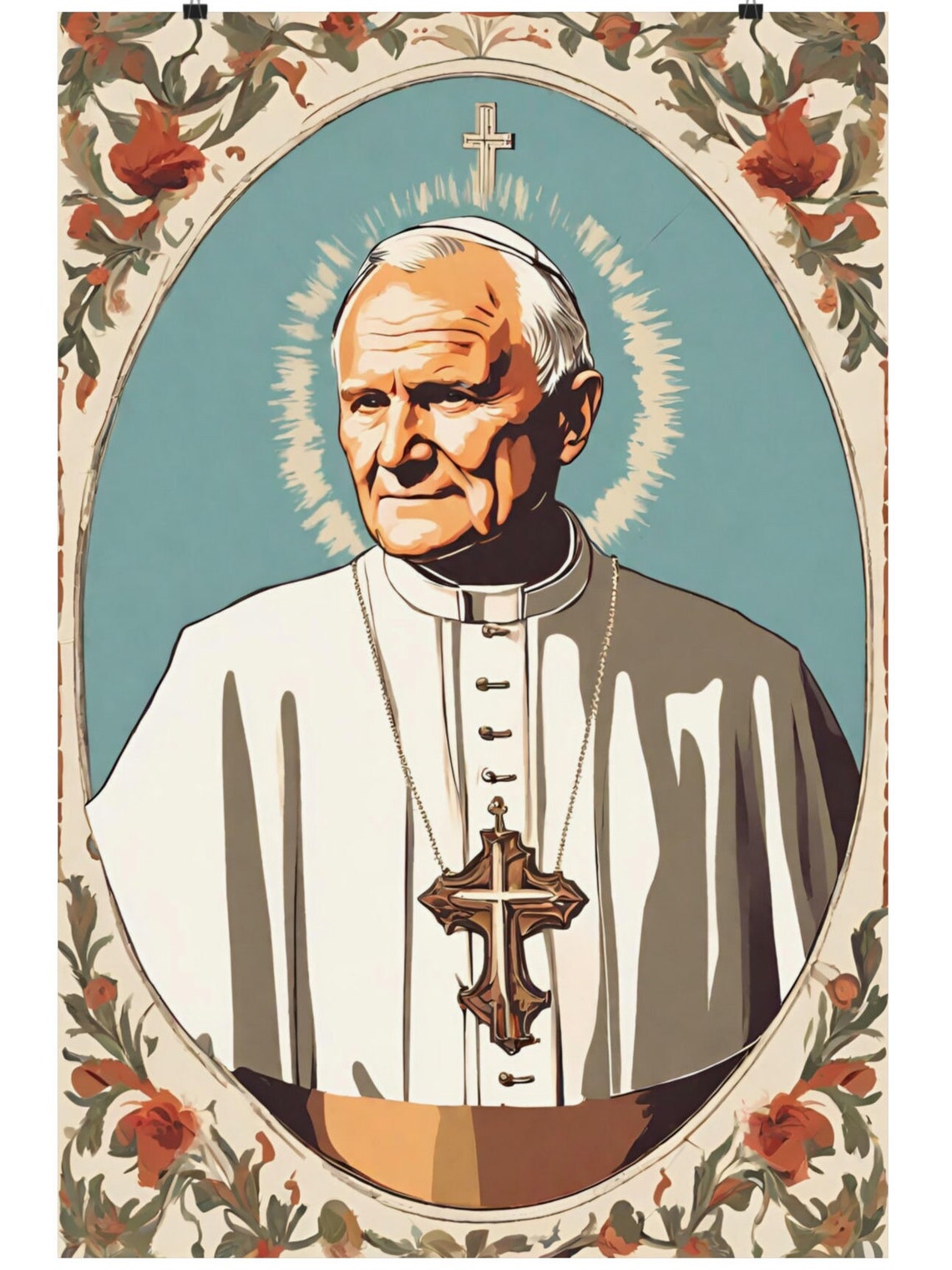 Vintage Saint John Paul II Premium Poster, Pope St JP2 Art, Retro ...
