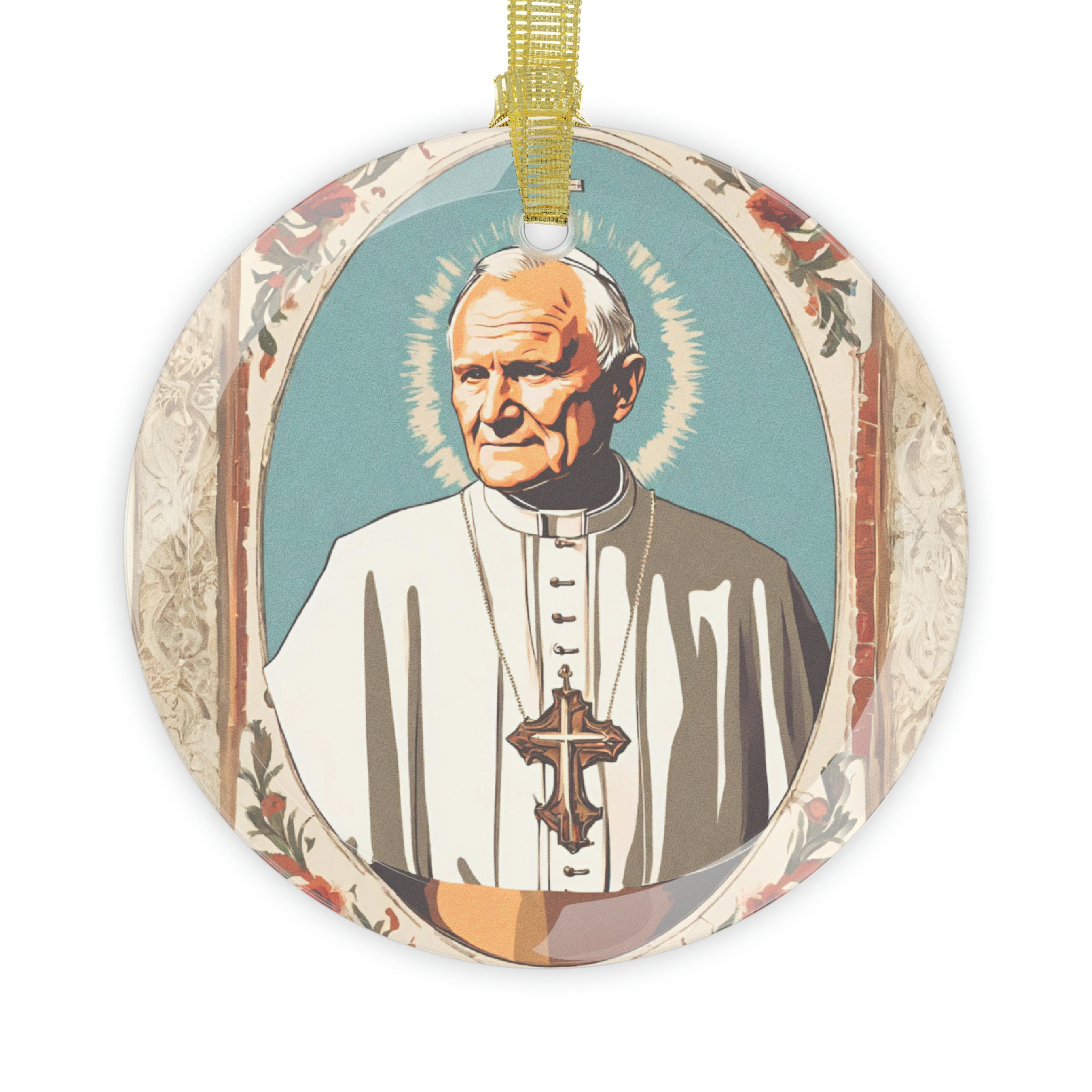 Saint John Paul II Glass Ornament, Catholic Christmas Ornaments ...