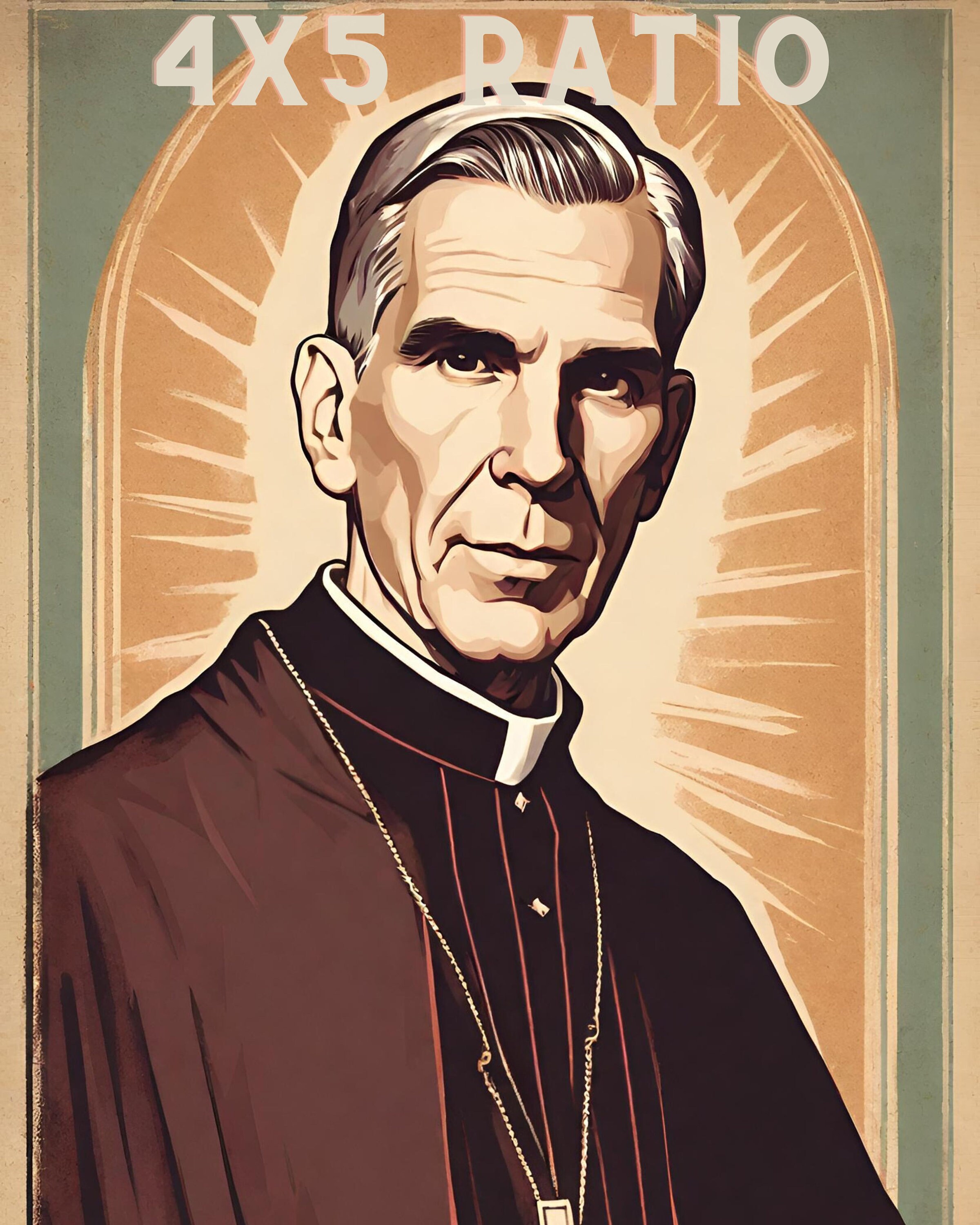 Vintage Venerable Fulton Sheen, Catholic Saint Printable Holy Card ...