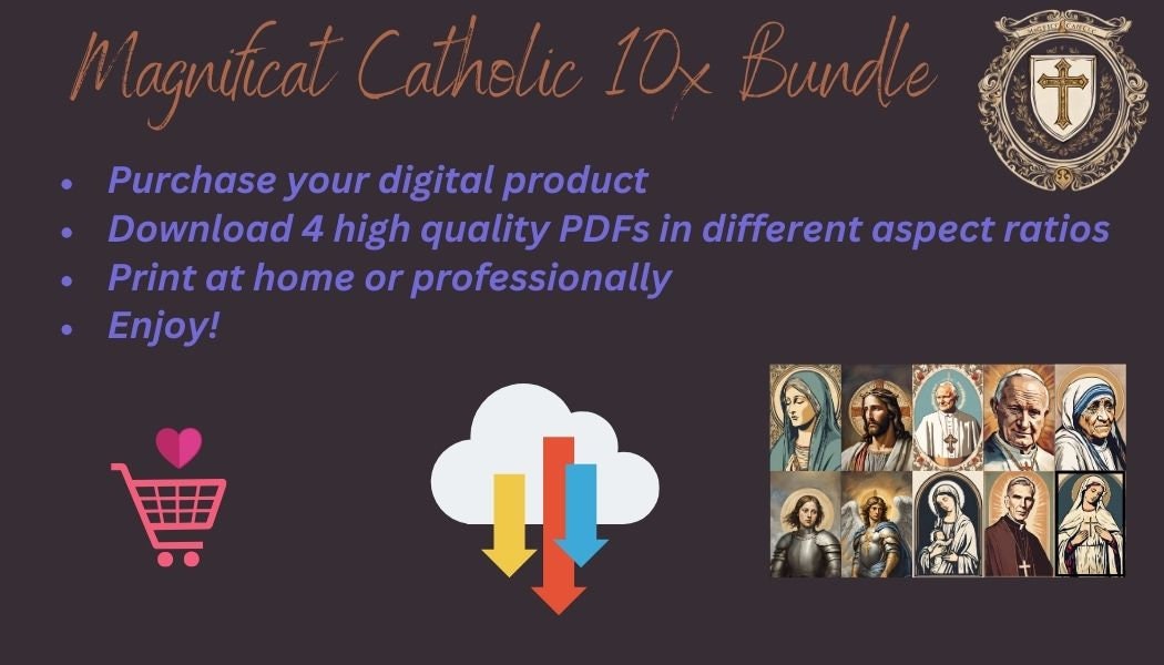 10x Catholic Saints Digital Bundle, Printable Catholic Art, Religious ...