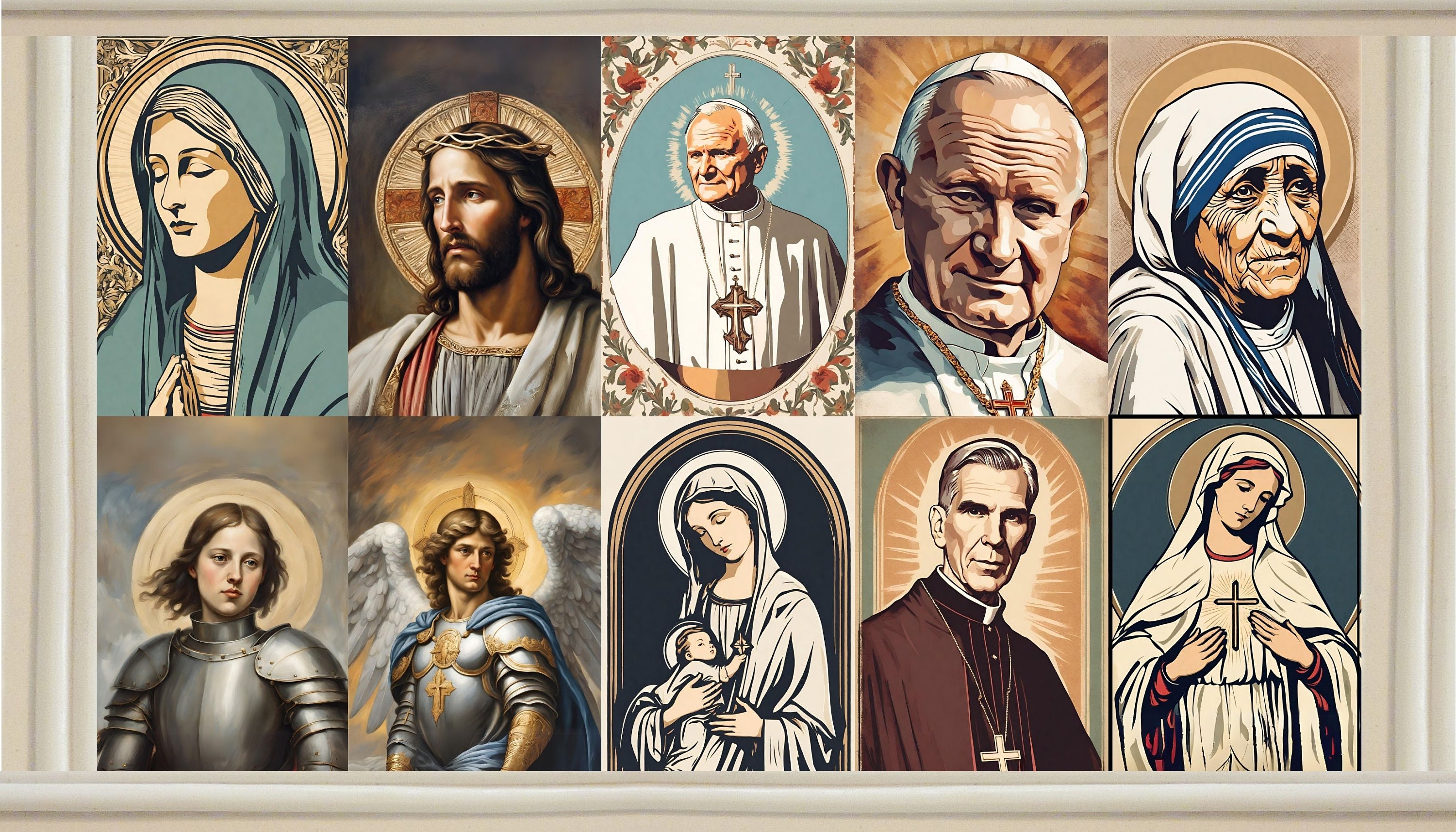 10x Catholic Saints Digital Bundle, Printable Catholic Art, Religious ...