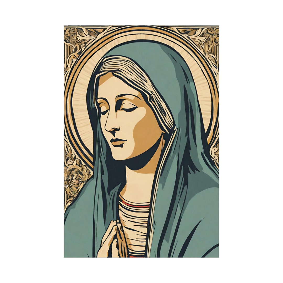 Vintage Virgin Mary Poster: Retro Catholic Wall Art - Etsy