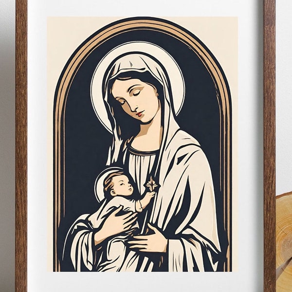 Holy Family Printable, Mary Joseph Jesus Portrait, Christian Icon Holy ...