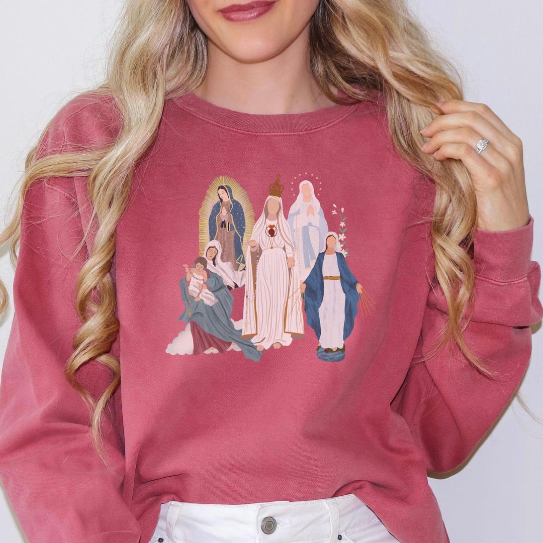 Blessed Virgin Mary Comfort Colors Sweatshirt, Religious Catholic ...