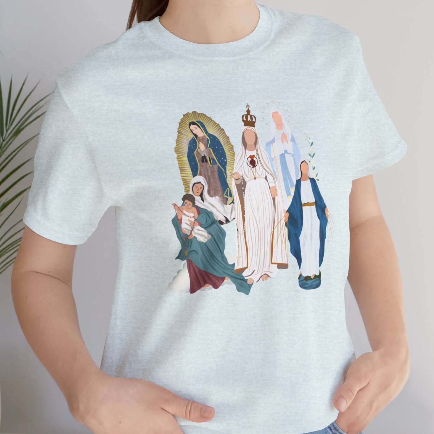 Blessed Virgin Mary Tee, Marian Medley T-shirt, Our Lady of Fatima Top ...