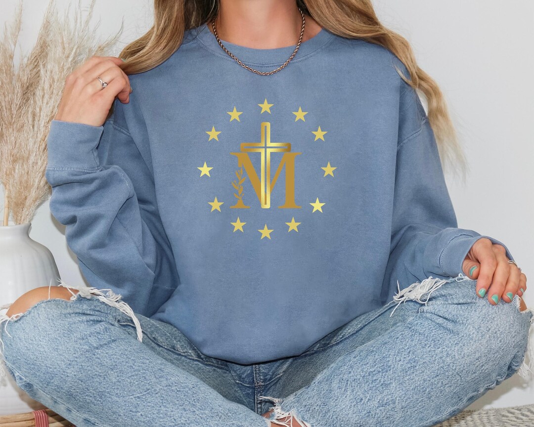 Marian Cross Blessed Virgin Mary Sweatshirt, Unisex Jumper for ...