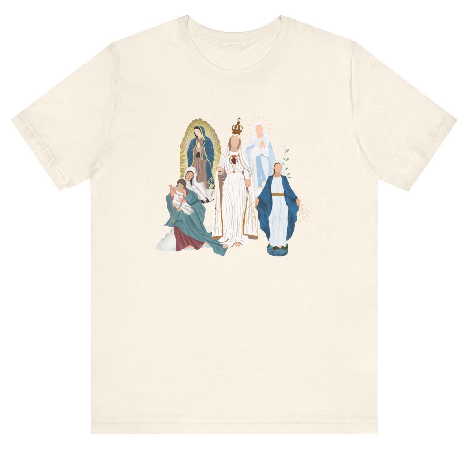 Blessed Virgin Mary Tee, Marian Medley T-shirt, Our Lady of Fatima Top ...