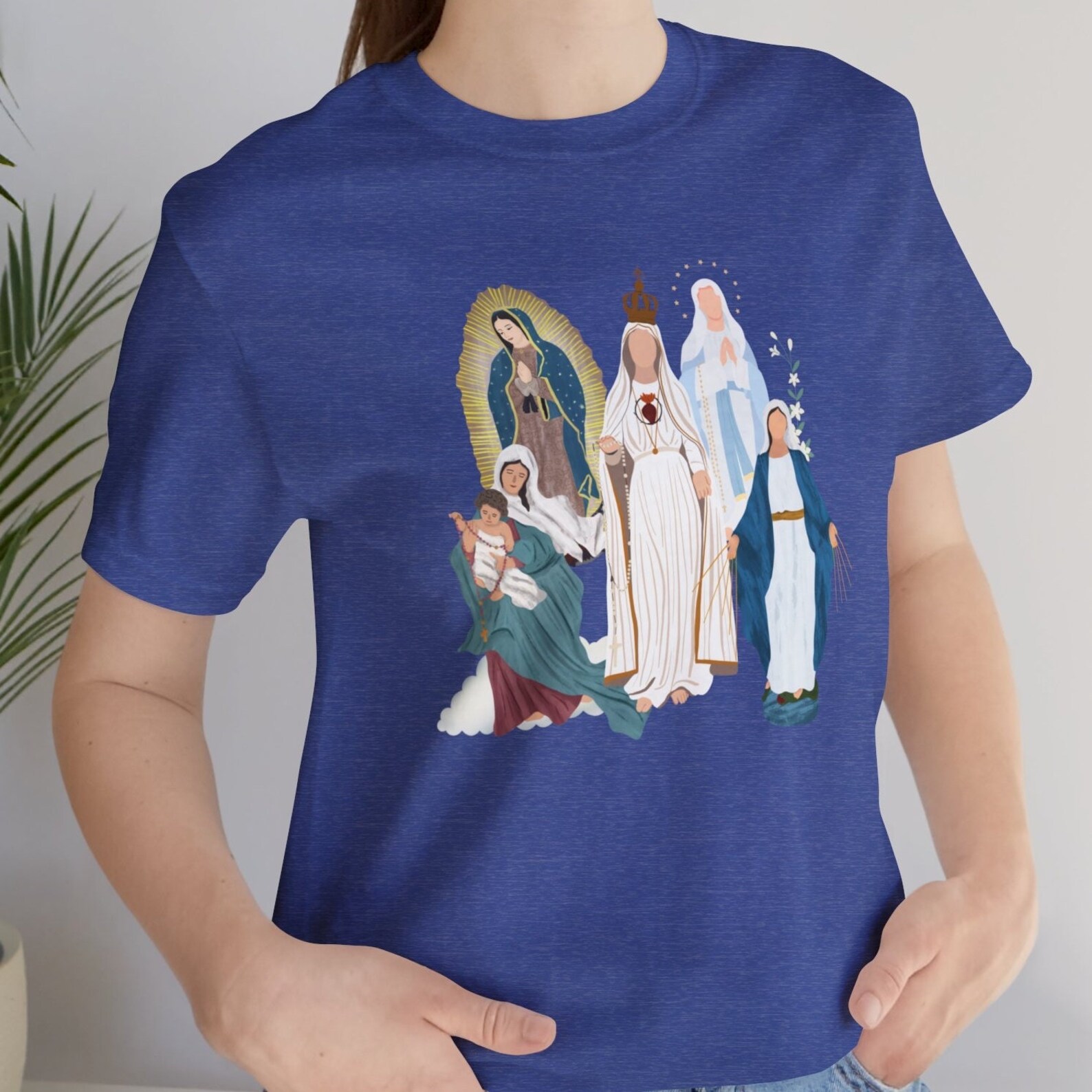 Blessed Virgin Mary Tee, Marian Medley T-shirt, Our Lady of Fatima Top ...