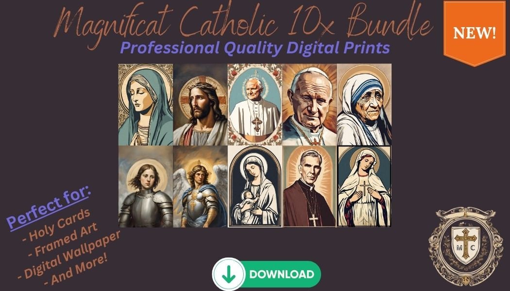 10x Catholic Saints Digital Bundle, Printable Catholic Art, Religious ...