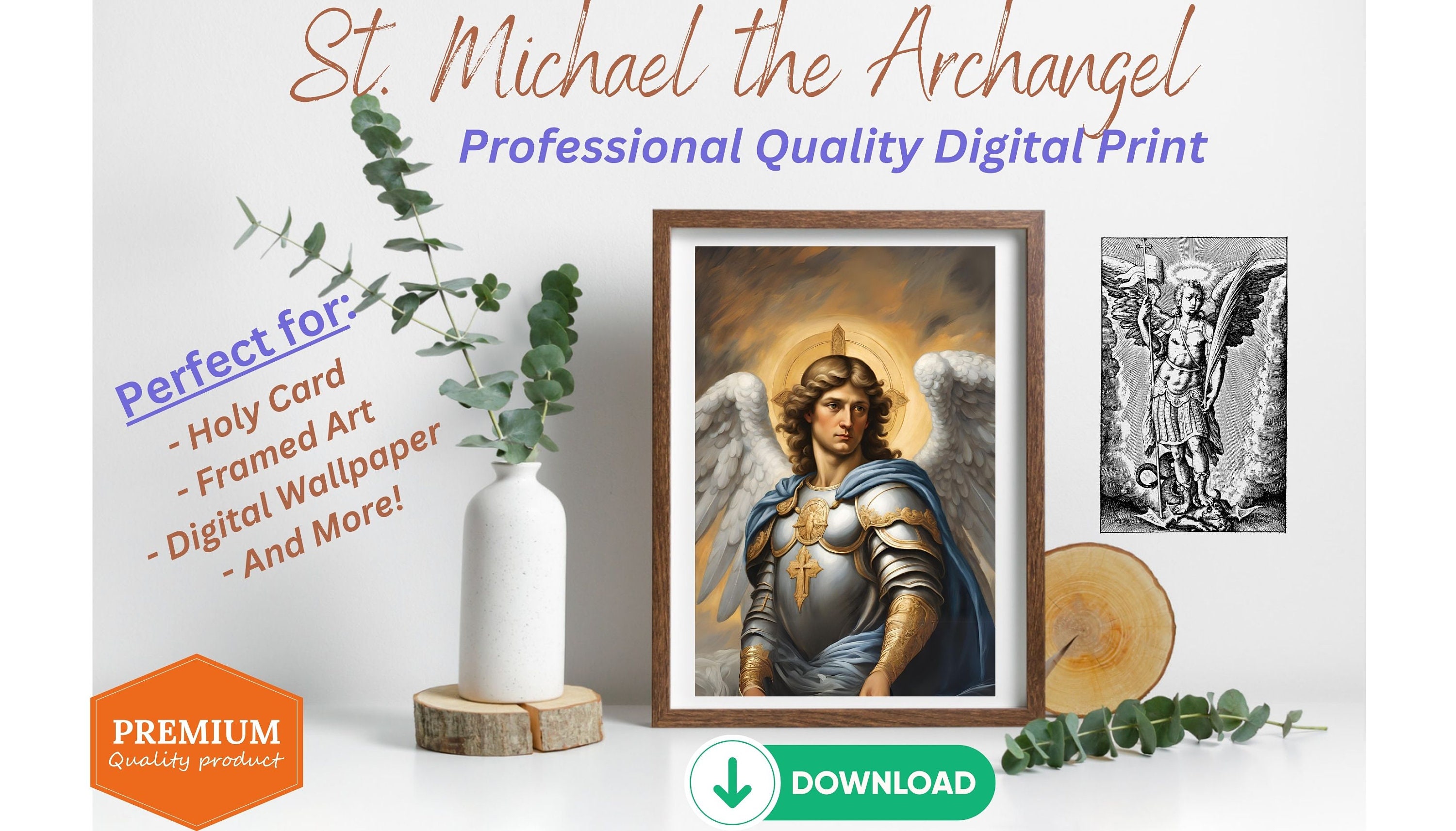 Portrait of Saint Michael the Archangel in Oil Painting-style, Instant ...