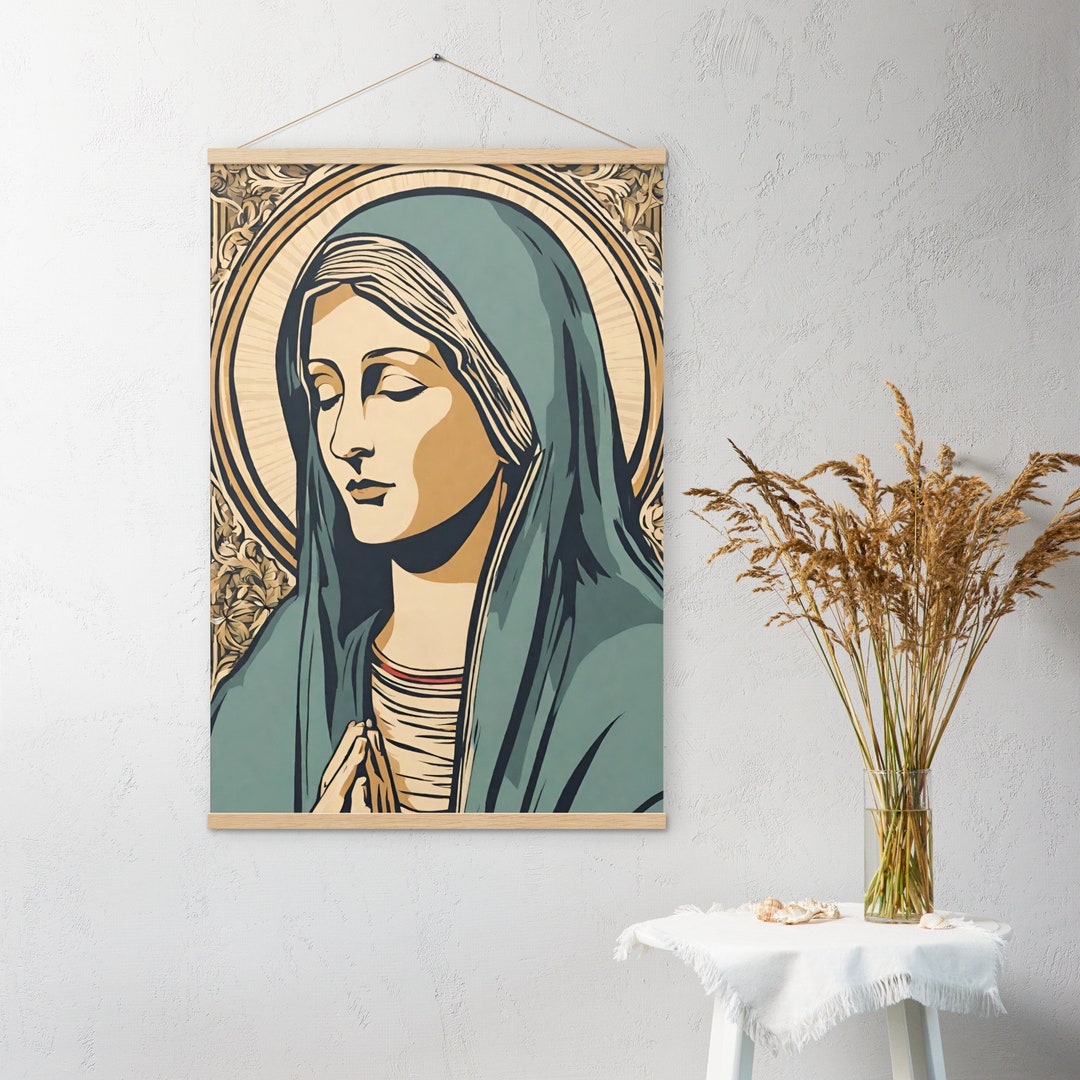 Virgin Mary Wall Art: Catholic Home Decor With Wooden Hanger - Etsy