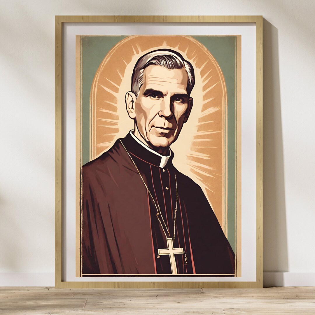 Vintage Venerable Fulton Sheen, Catholic Saint Printable Holy Card ...