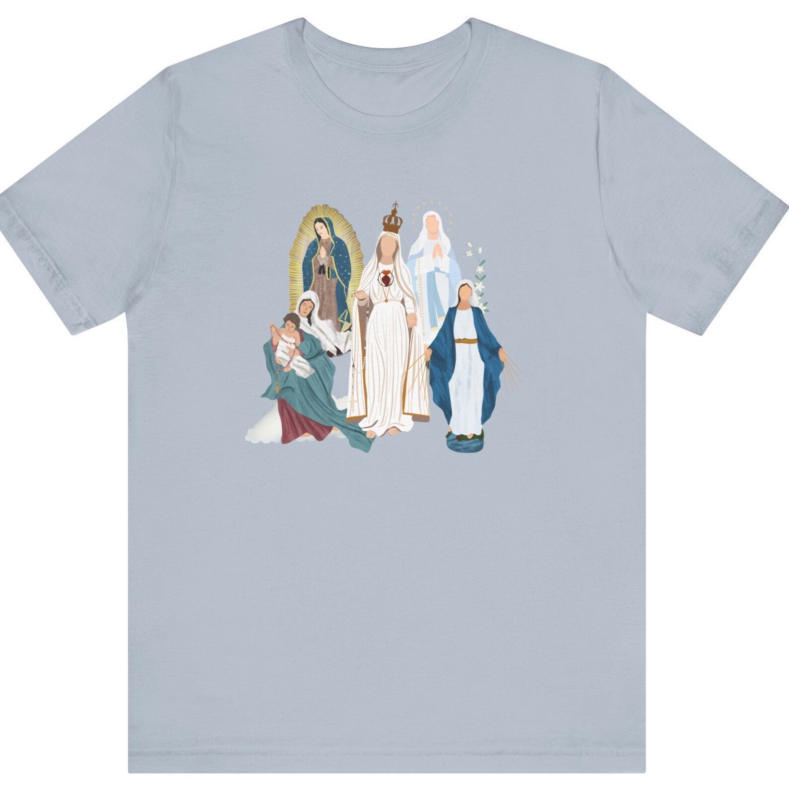 Blessed Virgin Mary Tee, Marian Medley T-shirt, Our Lady of Fatima Top ...