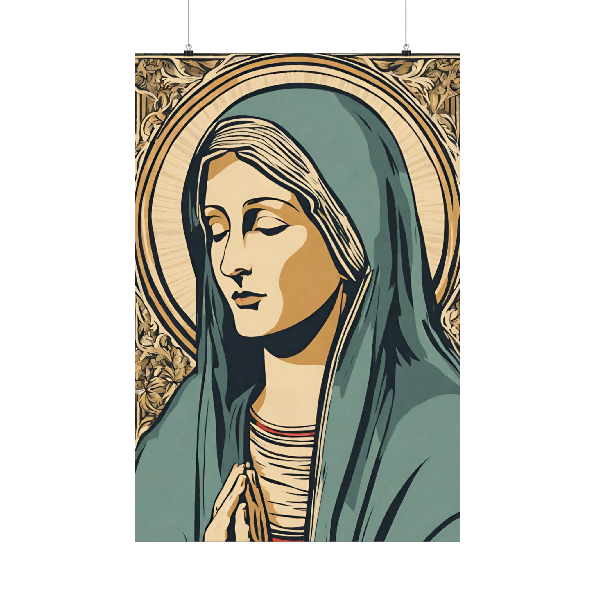 Vintage Virgin Mary Poster, Blessed Virgin Mary Art, Retro Catholic Art ...