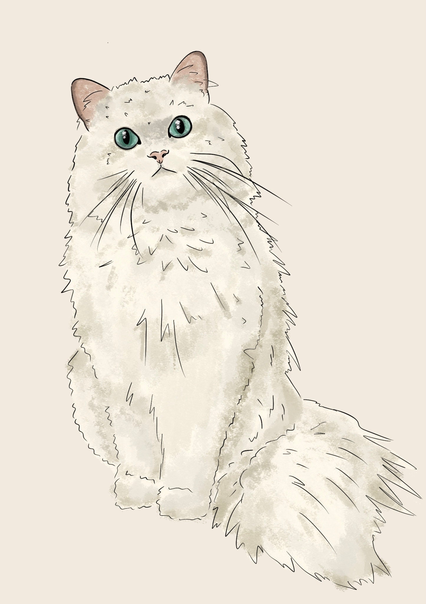 Realistic Cute Cat Drawing Commemorative Lovely Kitty - Etsy UK