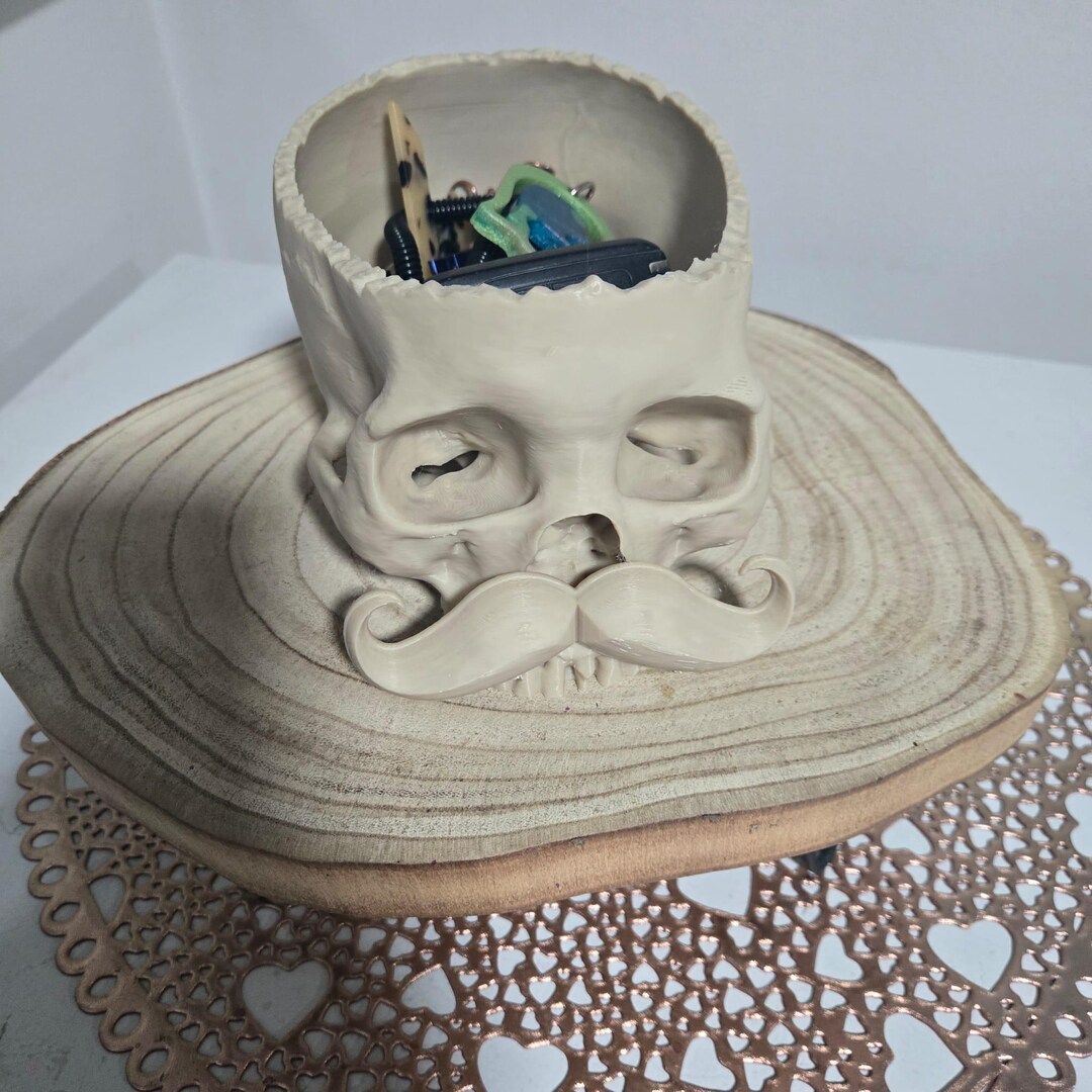 Skull With Mustache - Candy Bowl - Key Bowl - Coin Bowl - Entryway Bowl ...