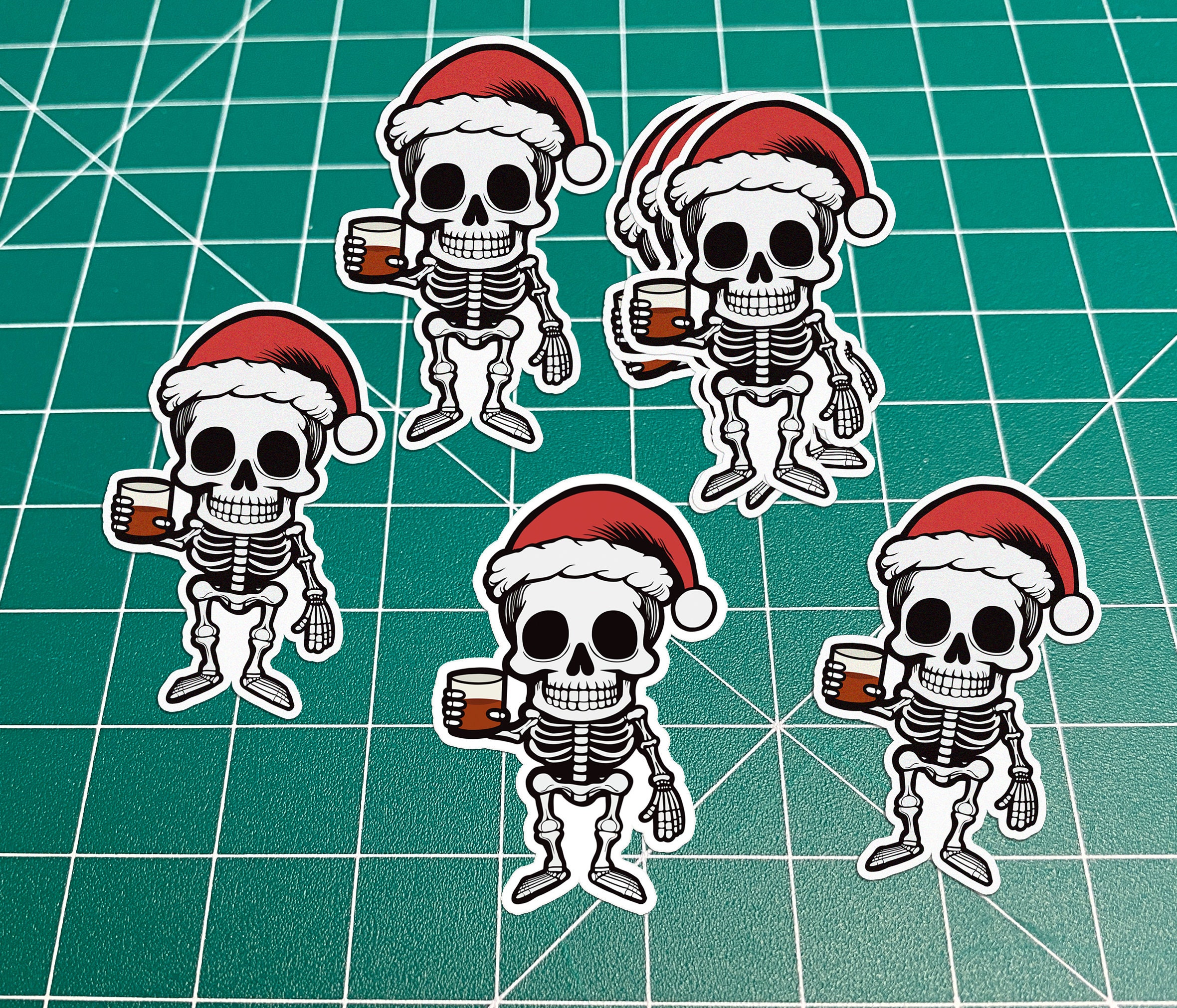 Santa Skeleton Vinyl Sticker Bourbon Scotch Whiskey Drink - Etsy