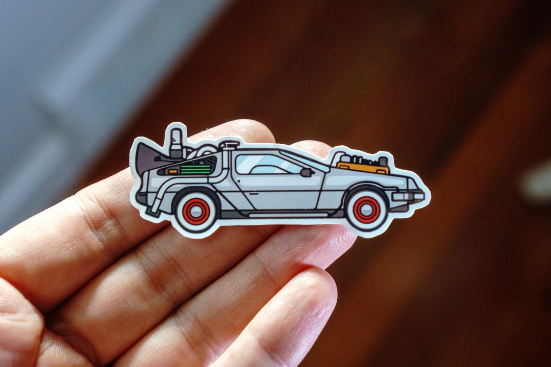 Delorean Car Sticker Back To The Future Sticker 80s Sci Fi Movie Sticker Etsy