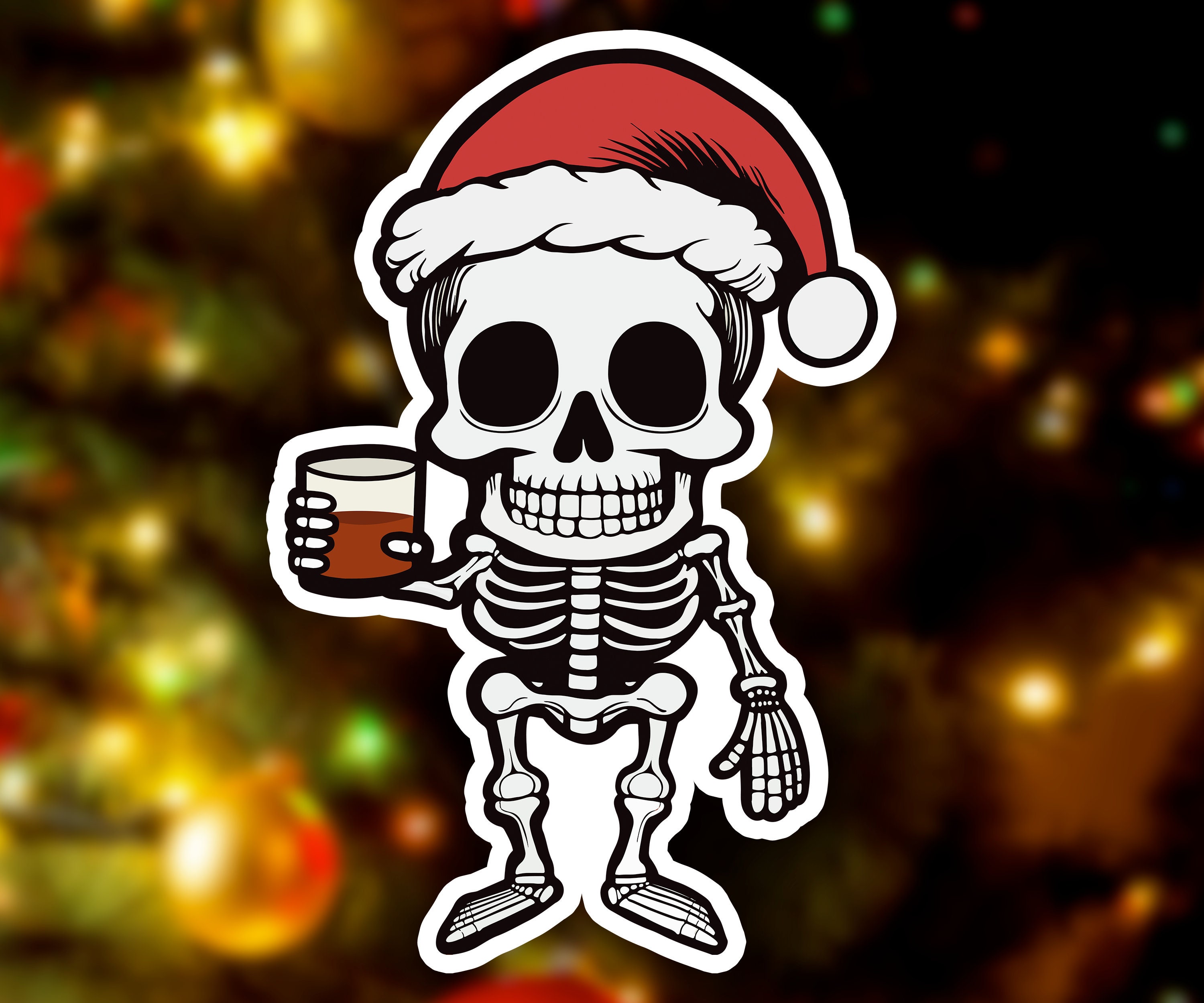 Santa Skeleton Vinyl Sticker Bourbon Scotch Whiskey Drink - Etsy