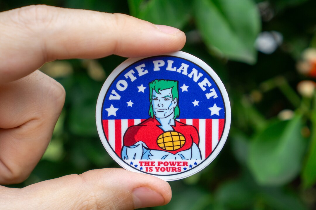 Vote Planet Vinyl Sticker, 90s Superhero Cartoon, Climate Change ...